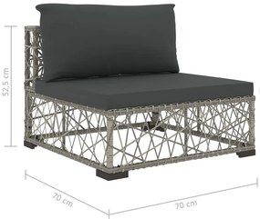 vidaXL Marketos 6dílná zahradní sedací souprava s poduškami polyratan šedá