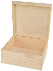 Dřevěná dárková krabička s víkem - 20 x 20 x 13 cm, přírodní