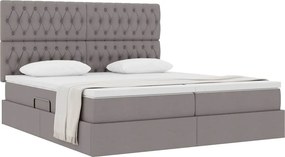 Postel s úložným prostorem s čelo Taupe 200 x 200 cm Textil 3372218