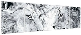Obraz - Kreslené lví hlavy (170x50 cm)