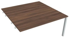 Dvojstůl pracovní řetězící rovný 160×160 cm - Hobis Uni USD 1600 R Dekor stolové desky: ořech, Barva nohou: Stříbrná