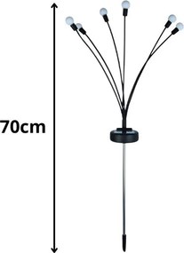 Verk Group SOLÁRNÍ ZAHRADNÍ SVÍTIDLA KULIČKY 2 KUSY PO 6 LED SVÍTIDLECH DÉLKA 70 CM