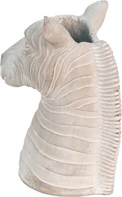 Šedý cementový květináč v designu hlavy zebry - 21*13*26 cm