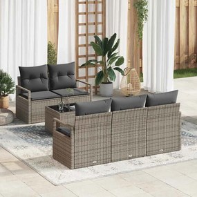 Set pohovek 6 ks 5-Počet míst Šedá polyratan 3346259