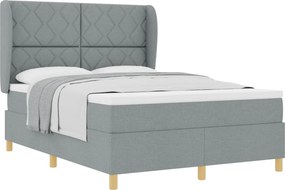 Postel s boxspringem s čelo Světle šedá 200 x 160 cm textil 3340823