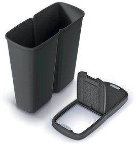 PRO Odpadkový koš COMPACTA Q DUO recyklovaný černý s černým víkem, objem 50l