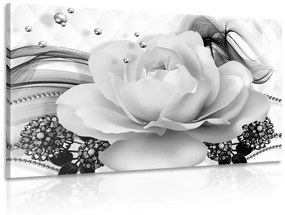 Obraz luxusní růže s abstrakcí v černobílém provedení - 90x60 cm