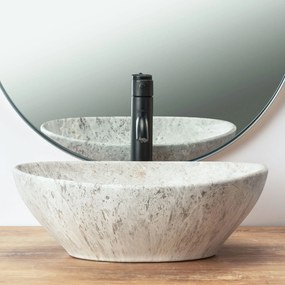 Rea Sofia Light Stone, umyvadlo na desku 41x35 cm, imitace kamene-šedá, REA-U0165