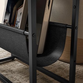 HOMCOM Koncový stolík s policí a stojanem na časopisy - Průmyslový design - 43D x 18Š x 56V cm Tmavě hnědý | Aosom