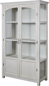 Krémová antik prosklená dřevěná skříň Adrienne - 97*41*170 cm