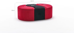 Atelier del Sofa Taburet Alya Puf - Red, Black, Černá, Červená