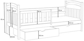 Dětská postel z masivu borovice KRYŠTOF se šuplíky - 200x90 cm - BÍLÁ