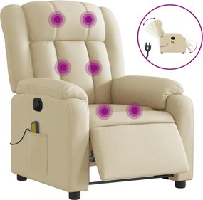 Elektrické masážní polohovací křeslo krémové textil 3205313