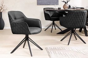 Designová otočná židle Natasha černá kůže