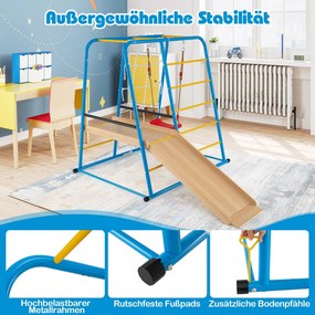 Costway 6 v 1 Prolézačka houpačka a skluzavka a tyč na šplhání a žebřík a lanová