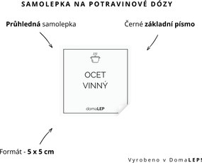 OCET VINNÝ - omyvatelná samolepka na dózu, výběr rozměrů Ø 5 cm / 5 x 5 cm / 6 x 8 cm | DomaLEP tvar: KOLEČKO, barva: PRŮHLEDNÁ - ČERNÉ písmo, velikost: Ø 5 cm - tučné písmo