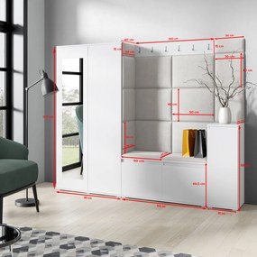 Eka Předsíňová stěna s čalouněnými panely Trinity 27 - Grafit / Šedá 2314