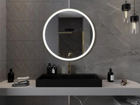Mexen Esso kulaté podsvícené koupelnové zrcadlo, průměr 90 cm, LED 6000K, antifog, zlatý rám - 9825-090-090-611-50