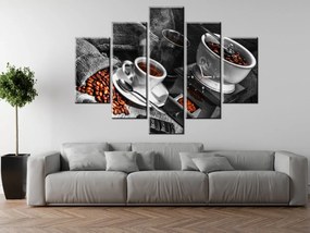 Gario Obraz s hodinami Káva arabica - 5 dílný Rozměry: 150 x 105 cm