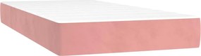 Box spring postel s matrací a LED růžová 90x190 cm samet 3134500