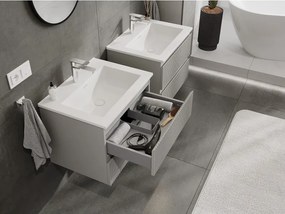 Mexen Rivel, koupelnová skříňka 60 cm s umyvadlem Otis, 2 zásuvky, drážkovaná, šedá matná/bílá, 91A20-06047-2-BFF62-W18M01