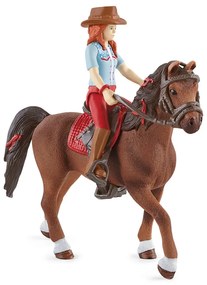 Schleich 42539 Zrzka Hannah s pohyblivými klouby na koni, 15 cm