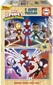 EDUCA Dřevěné puzzle Spidey a jeho úžasní přátelé / 2x16 dílků / od 3