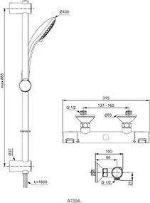 Ideal Standard CeraTherm - Sprchový set T25 s termostatem | 3 proudy |