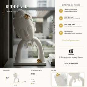 Dekorace na stůl Buddha B 21 cm bílá/zlatá