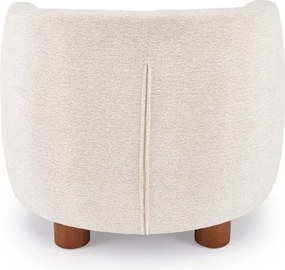 Designové křeslo BAKER — dřevo, látka, krémová