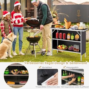 Costway Skládací hliníkový kempingový stůl se 2 patry Camping Cabinet, černý