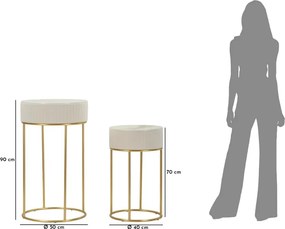 Sada odkládacích stolků Waverly 50 cm krémová