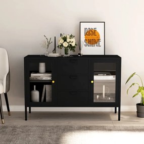 Příborník černý 105 x 35 x 70 cm ocel a tvrzené sklo 336076