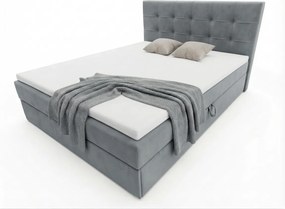 Čalouněná postel boxspring DIRELIS TRINITY 140x200 cm šedá Matrace: Matrace Bonell pružinová