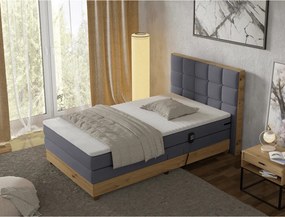 Elektrická polohovací postel, boxspring, tmavě šedá/dub artisan, 120x200, TIANA