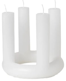 Kulatý adventní svícen 4 svíčky průměr 20 cm Broste LUCILLE - bílý