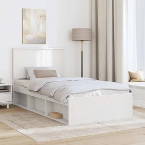 Rám postele s čelo Bílá 100 x 200 cm Masivní borové dřevo 3411046