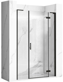 Rea Hugo, 1-křídlé sprchové dveře do otvoru 110x200,5 cm, 6mm čiré sklo, černý profil, KPL-45209