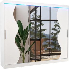 Posuvná skříň se zrcadlem a LED osvětlením SHARON 250