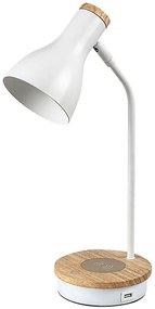 RABALUX Stolní lampa s USB portem MOSLEY, 1xE14, 25W, bílá 0074001