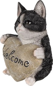 Dekorativní soška koťátka se srdcem Welcome - 12*9*15 cm