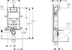 Geberit, GEBERIT KOMBIFIX BASIC Podomítková nádržka, Delta 12 cm, H 108 cm, 110.100.00.1