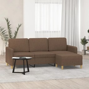 3místná pohovka s podnožkou hnědá 180 cm textil 3201195
