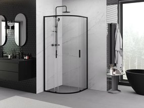 Mexen Exo-S Duo půlkruhový sprchový kout posuvný 90 x 90 cm, transparentní, černý - 8132-090-090-70-00