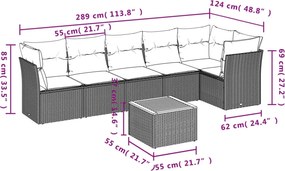 7dílná zahradní sedací souprava s poduškami černá polyratan 3223648