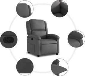 Polohovací křeslo šedé, pravá kůže 3205923