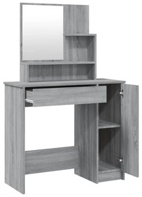 Toaletní stolek se zrcadlem šedý sonoma 86,5 x 35 x 136 cm - Default Title