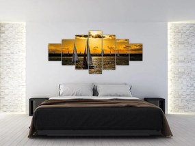 Obraz jachty v západu slunce (210x100 cm)