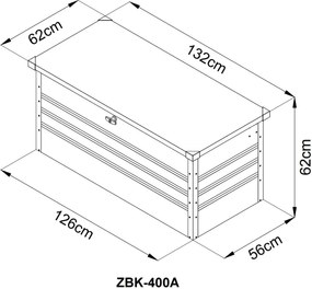 Kovový zahradní úložný box BestBerg ZBK-400A / 400 l / 132 x 62 x 62 cm / šedá