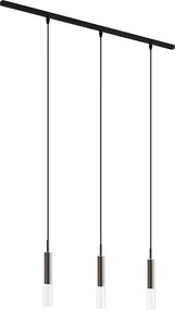 Moderní kolejnicový systém černý se 3 závěsnými svítidly tmavě bronzový 1-fázový - Slimline Loyce